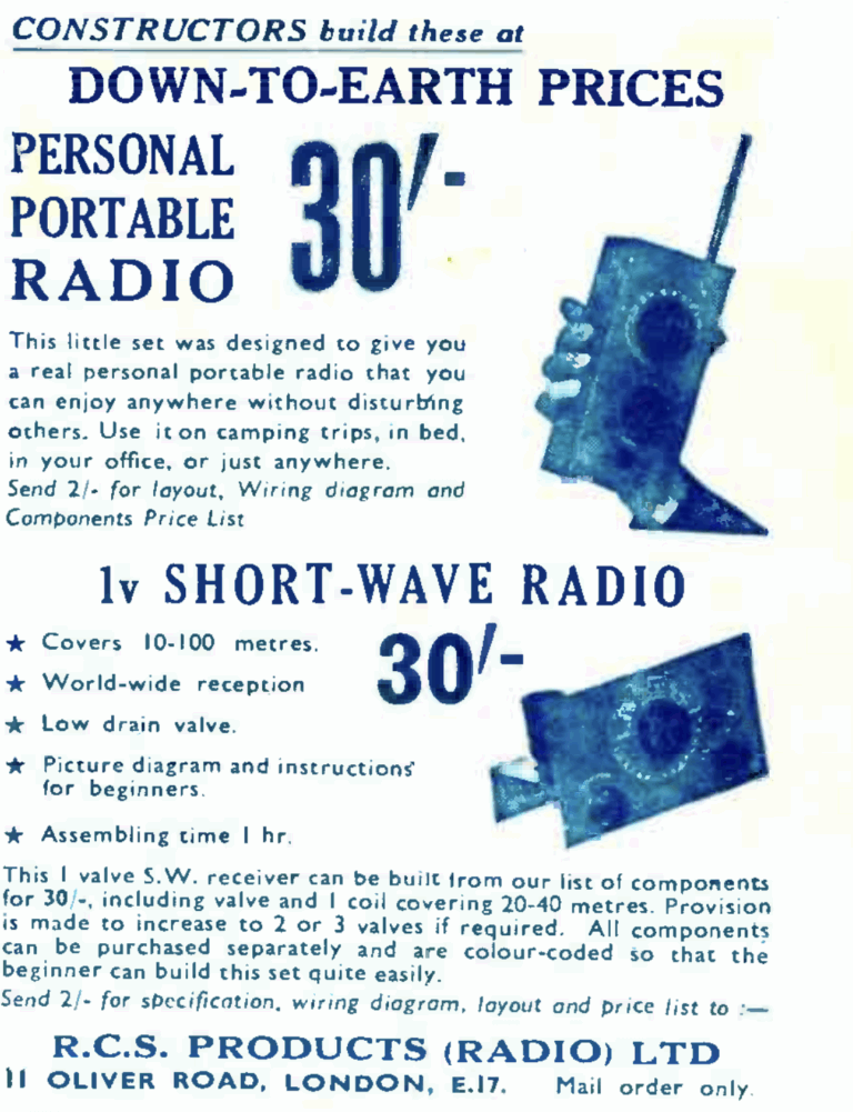 1955 British Radio Kits | OneTubeRadio.com